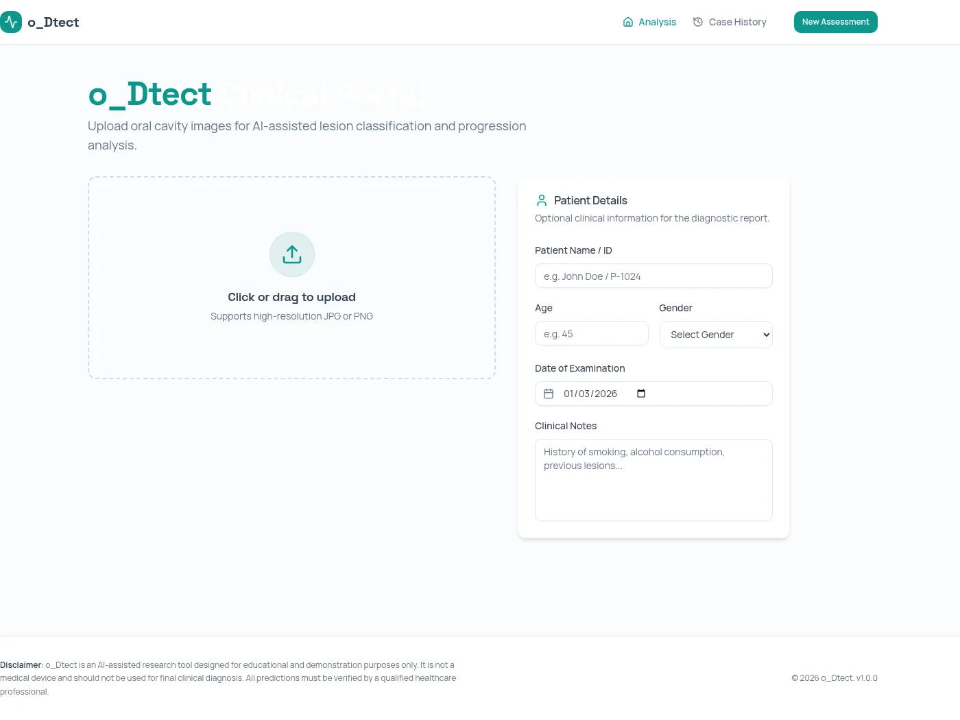 o_Dtect Clinical AI Portal