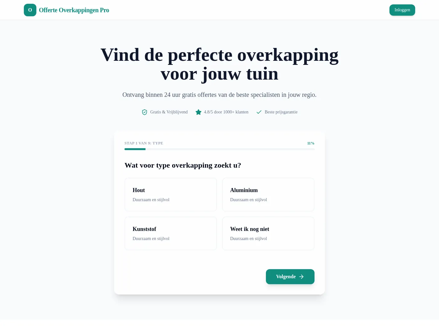 Offerte Overkappingen Pro