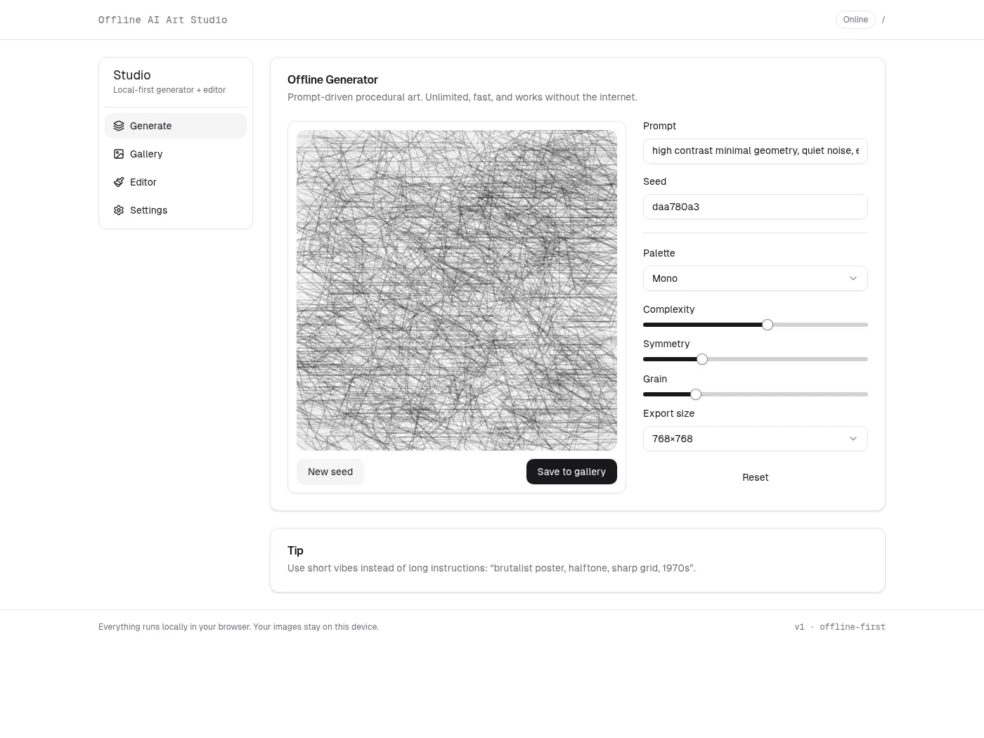 Offline AI Art Studio