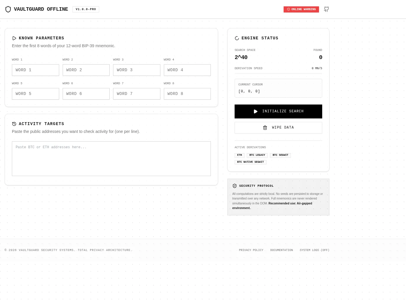 Offline BIP39 Wallet Checker