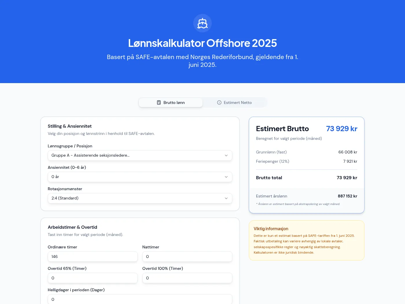 Offshore Pay Calculator