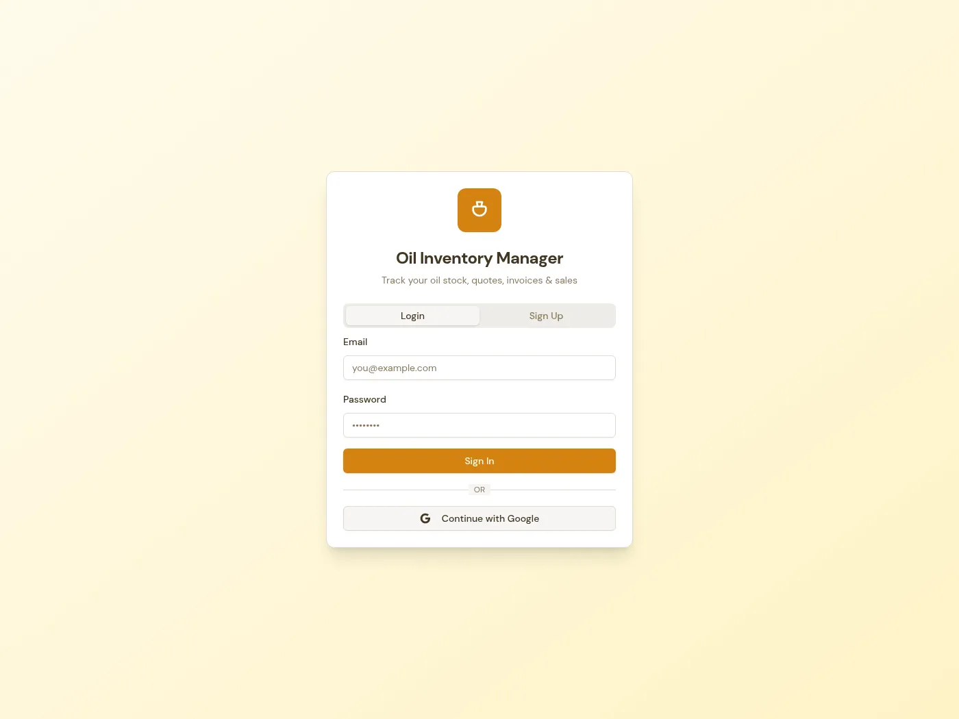 Oil Inventory Manager