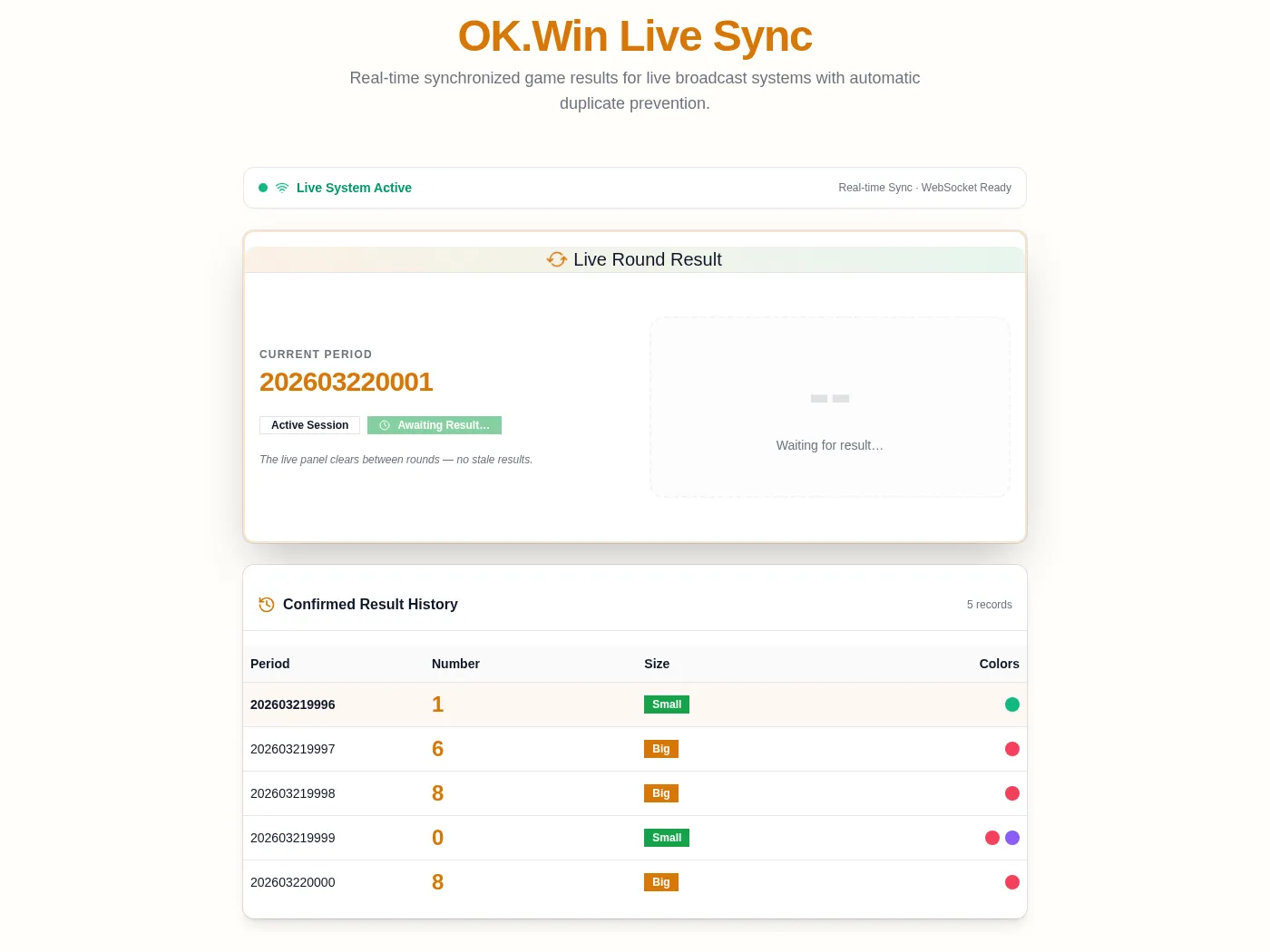OK.Win Live Result Sync