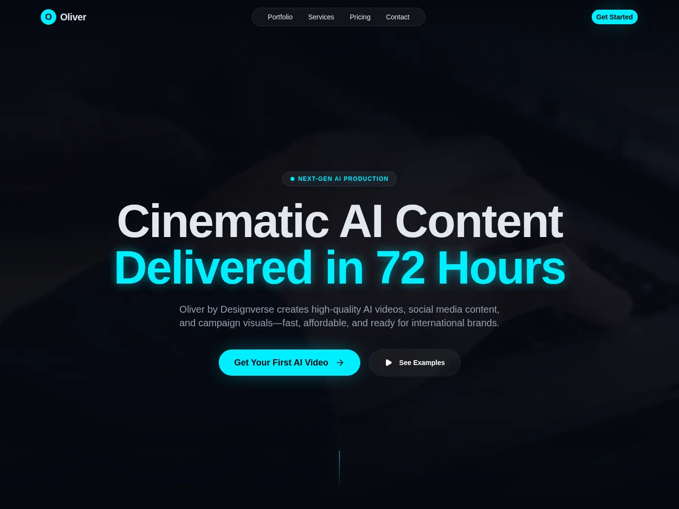 Oliver AI Studio Landing