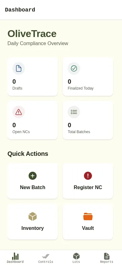 OliveTrace Compliance App