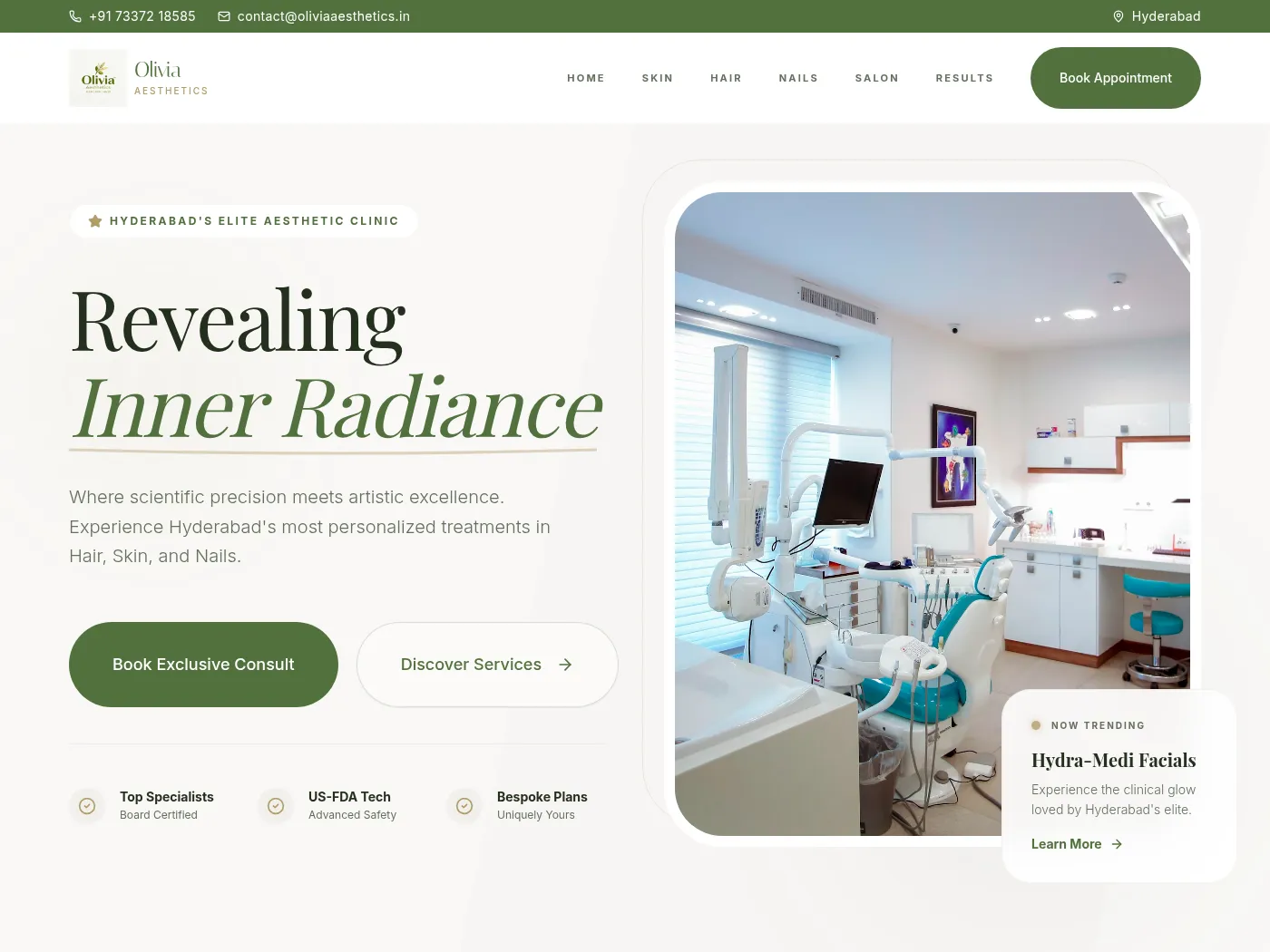 Olivia Aesthetics Clinic Website
