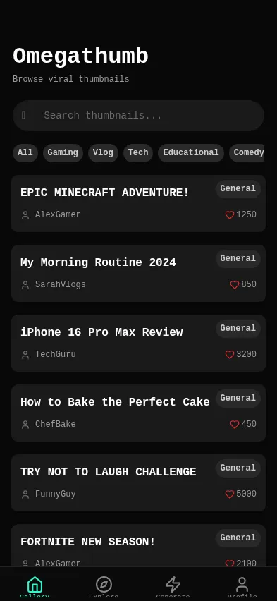 Omegathumb Gallery App