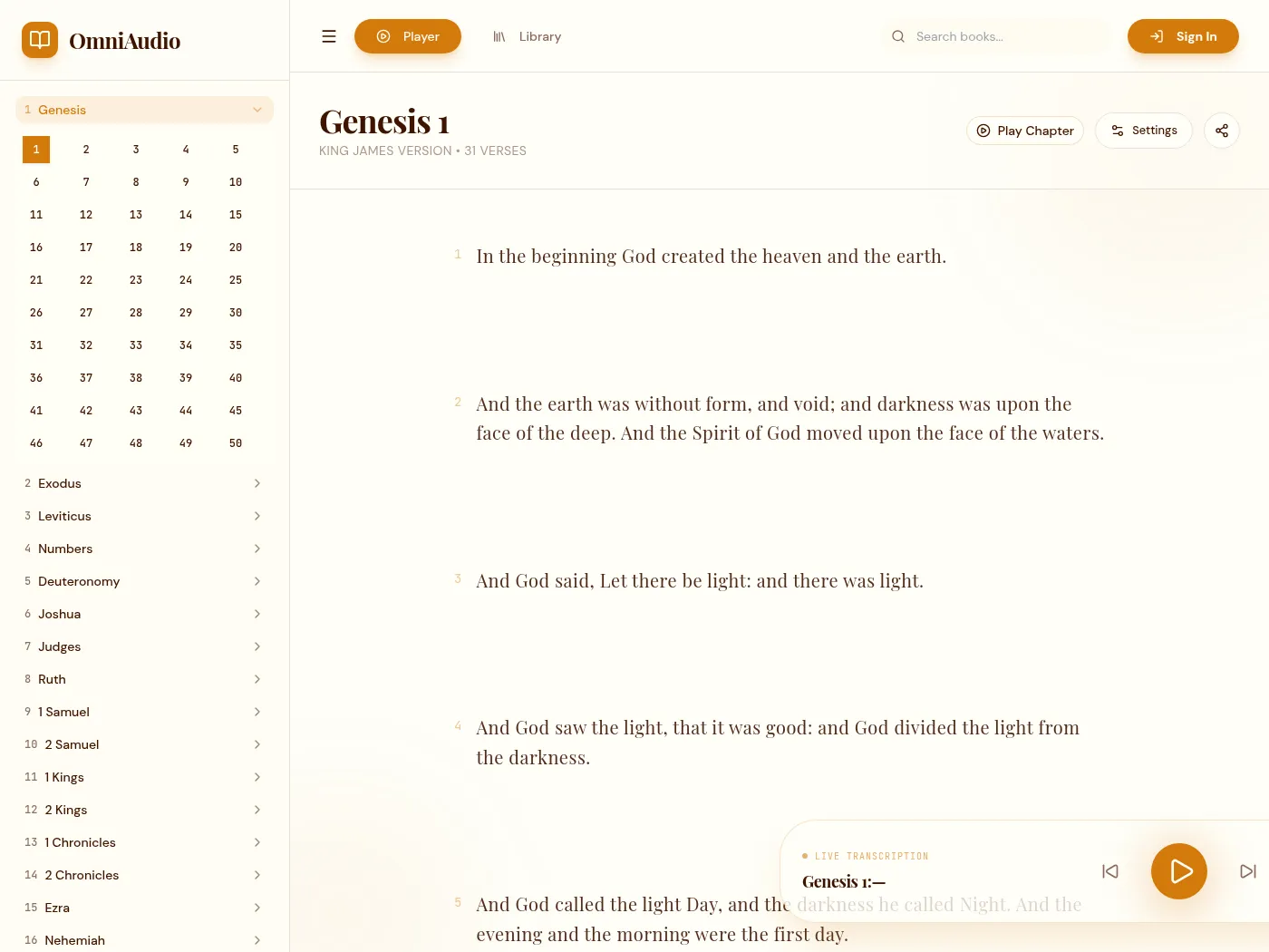 OmniAudio Bible App