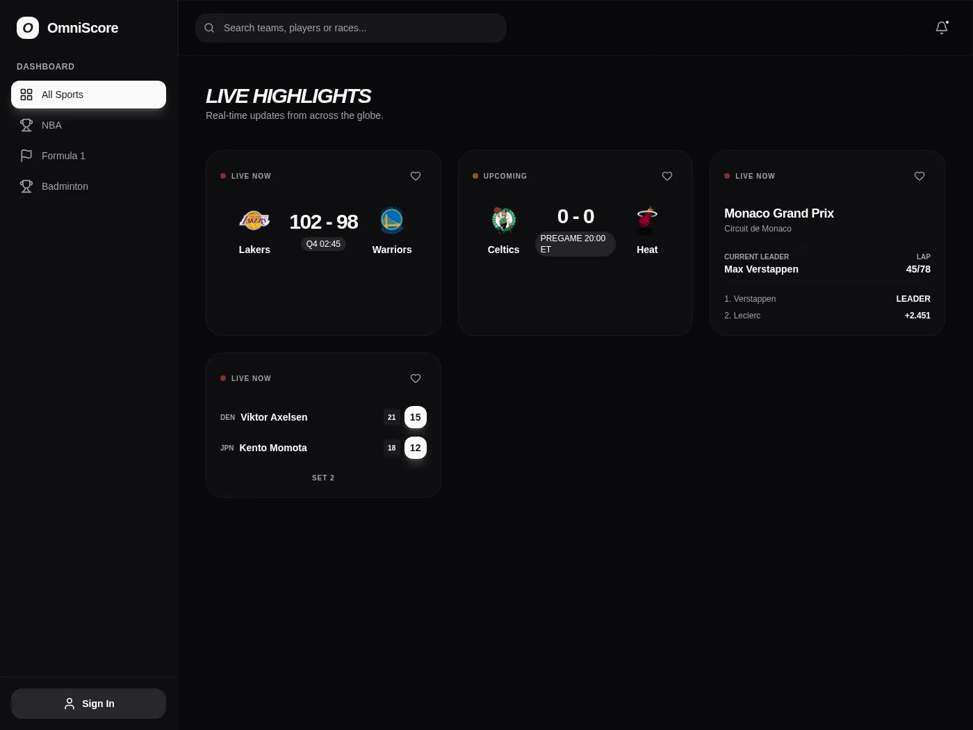 OmniScore Live Dashboard