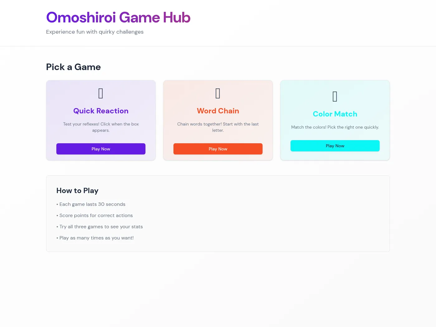 Omoshiroi Game Hub
