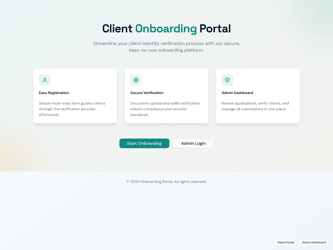 Blinking Onboarding Portal