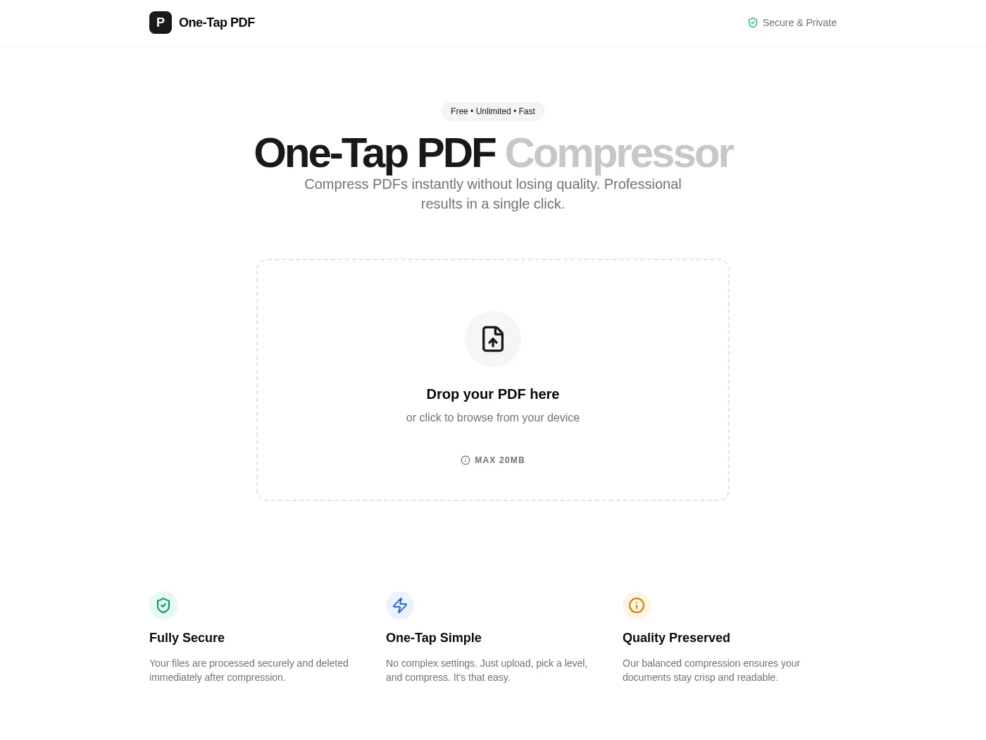 One-Tap PDF Compressor