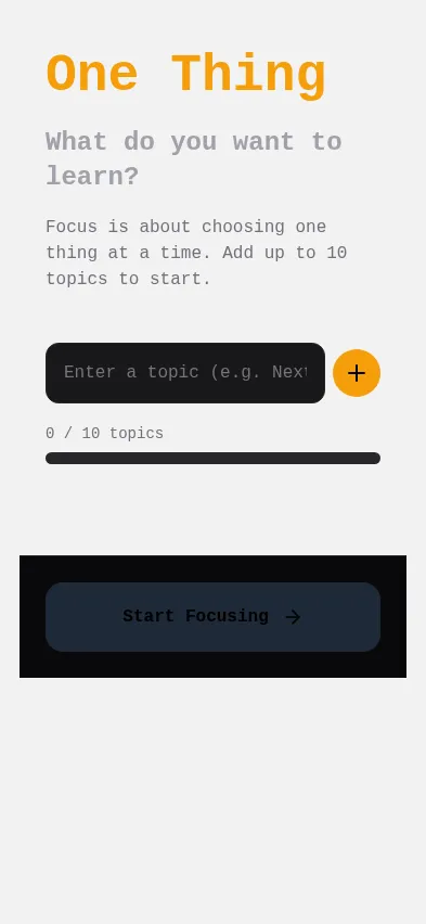 One Thing Focus App