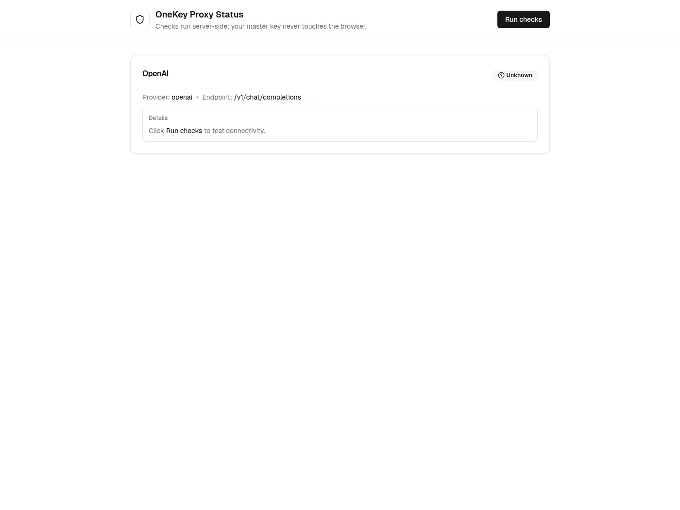OneKey Status Dashboard