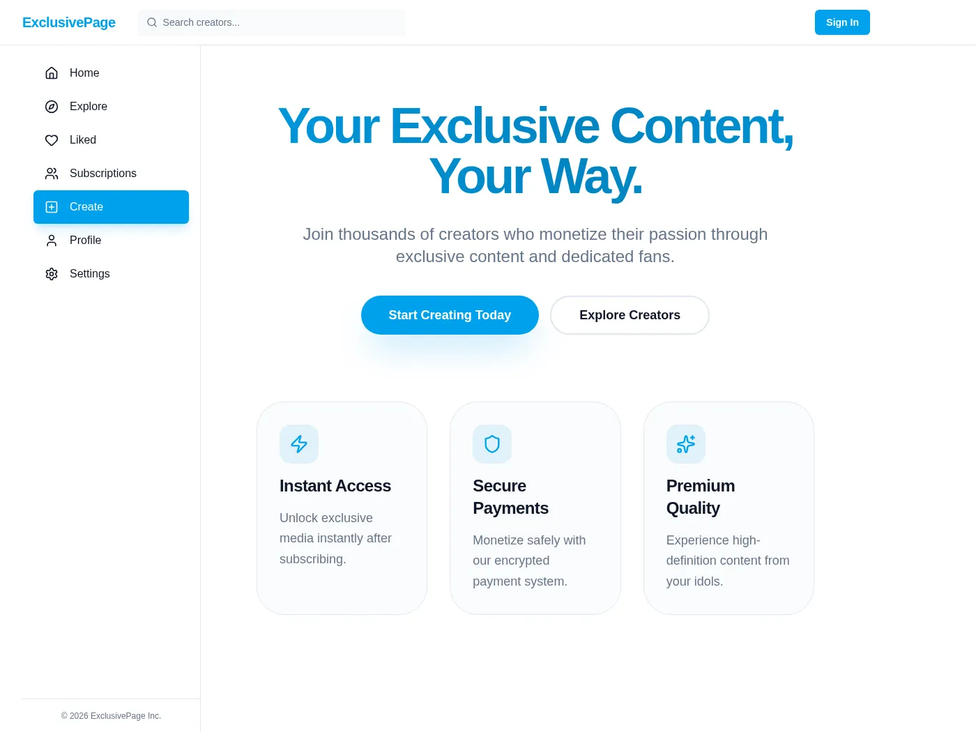 OnlyFans Content Page