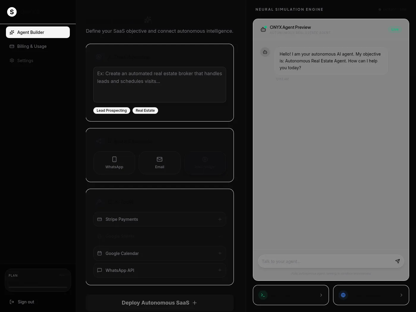 ONYX S — AI SaaS Builder