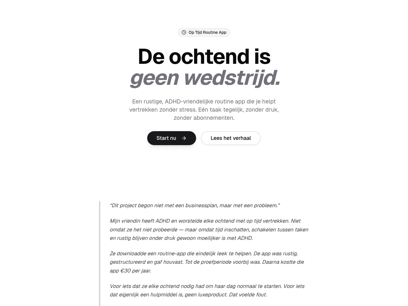 Op Tijd Routine App