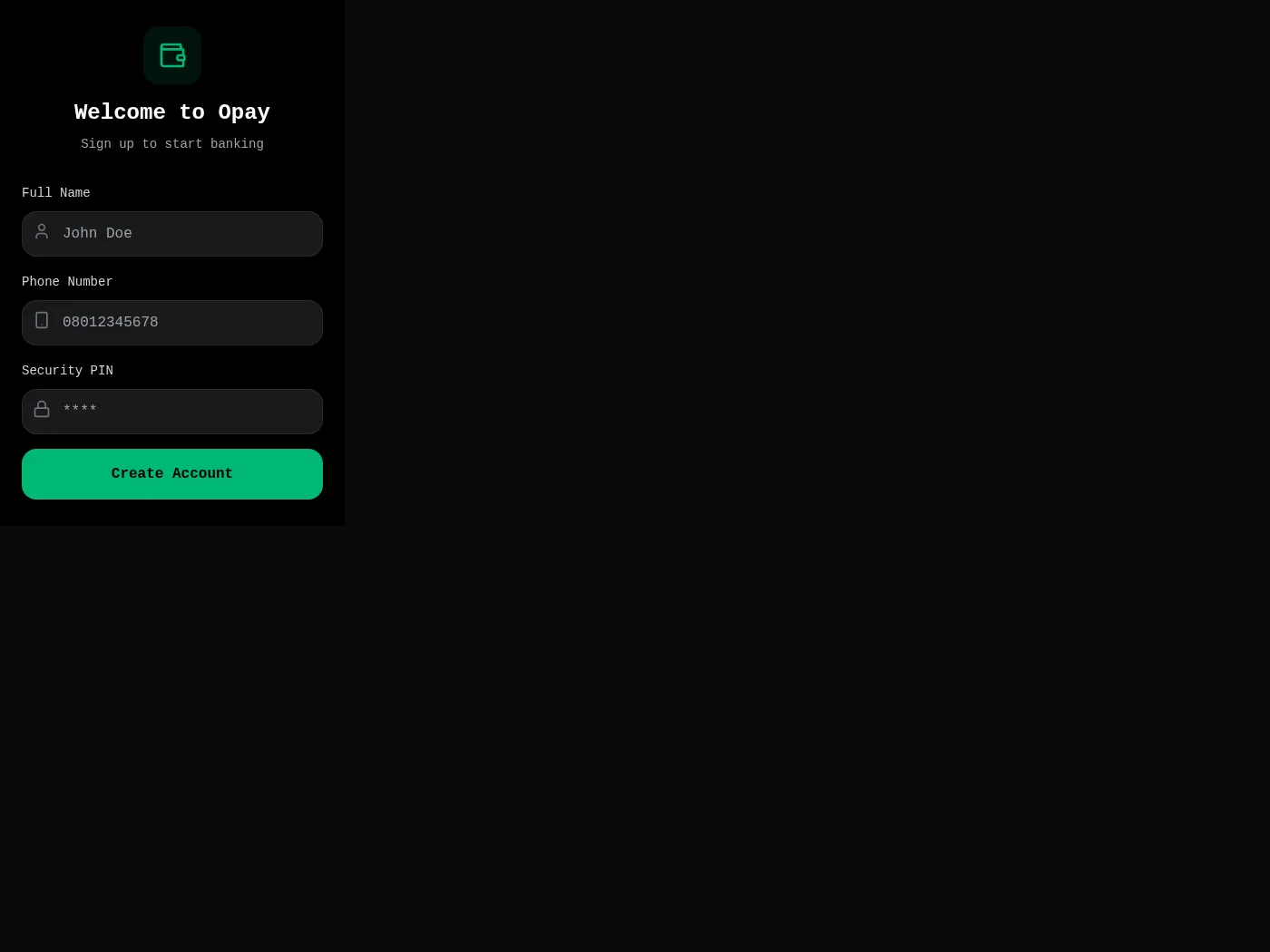 Opay Dashboard Replica
