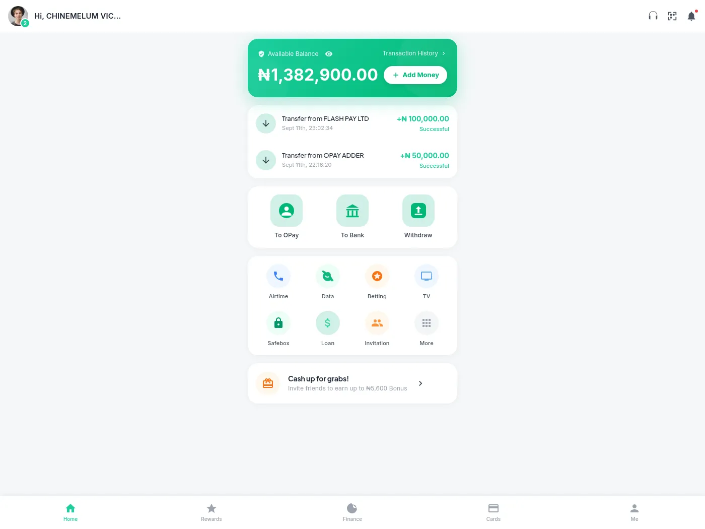 OPay Dashboard Clone