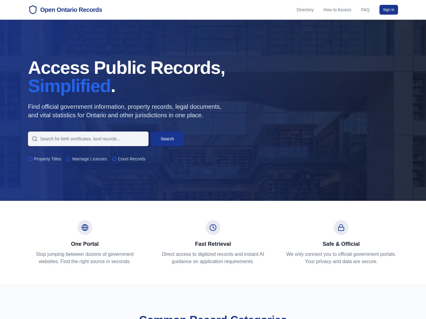 Open Ontario Records