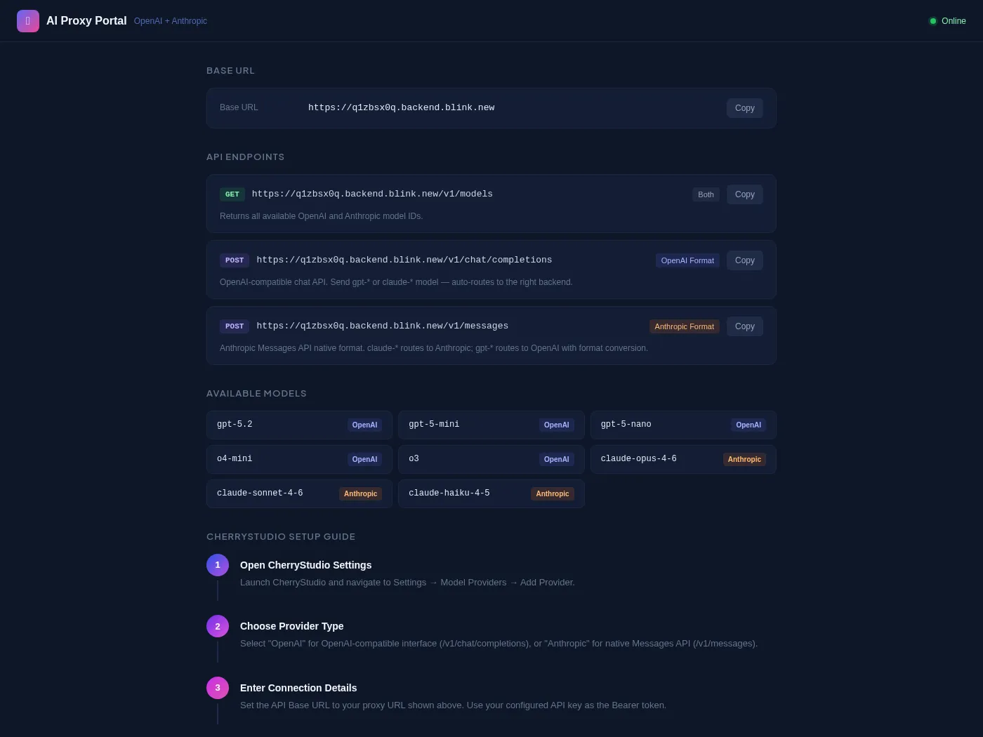 AI Proxy API Portal