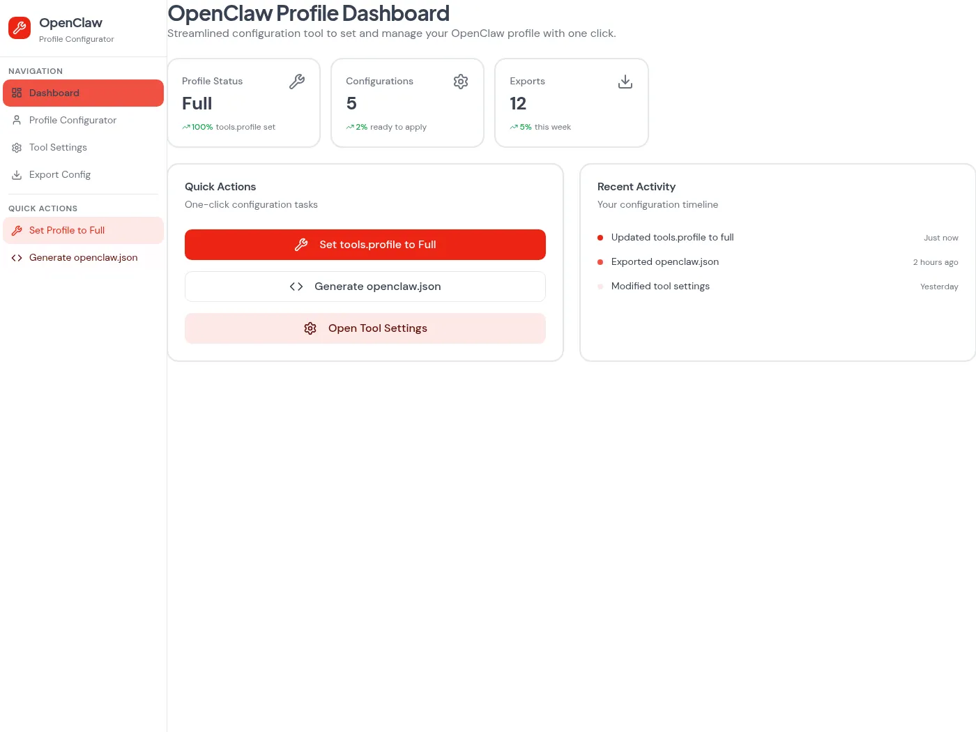 OpenClaw Profile Configurator