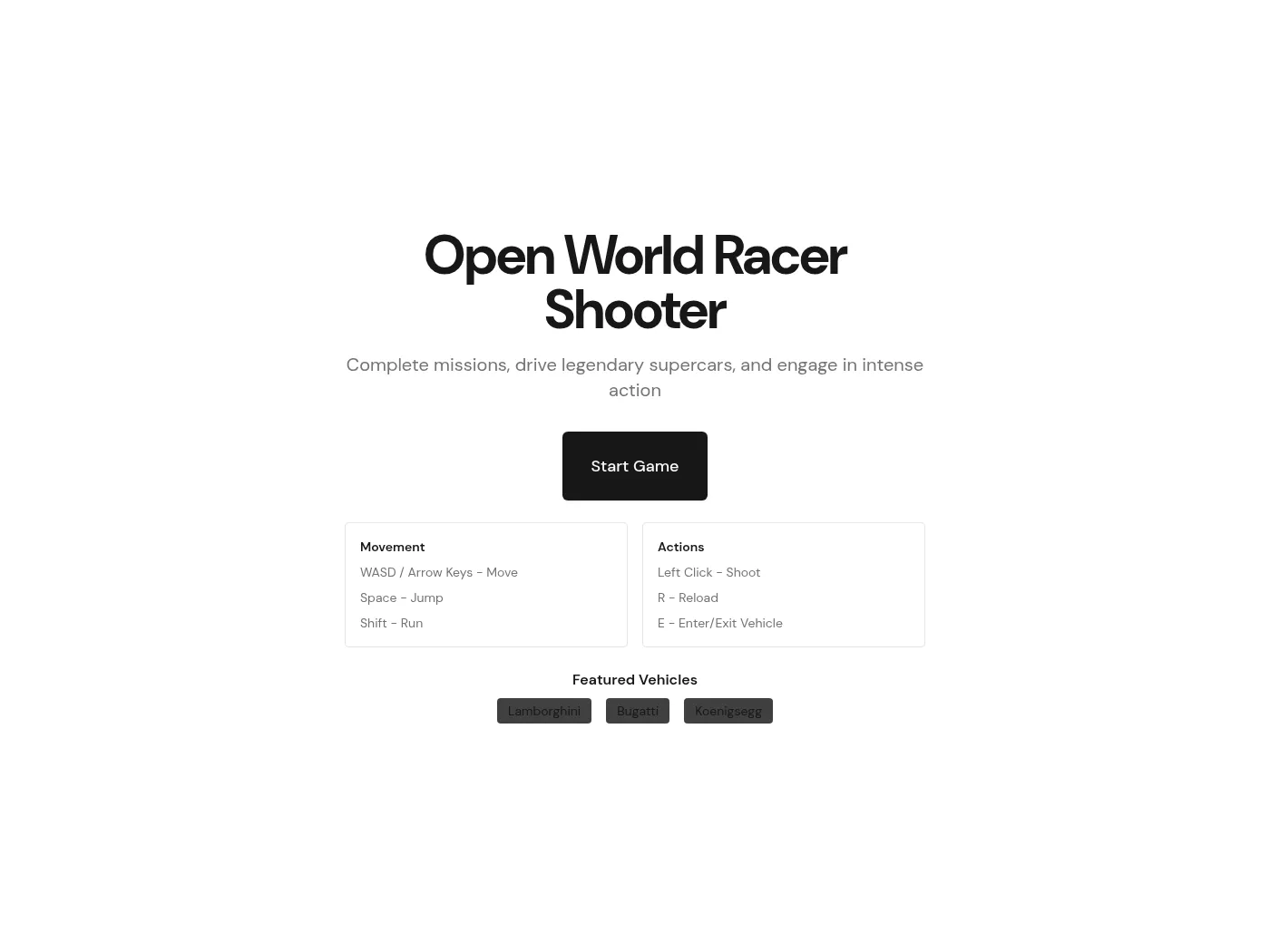 Open World Racer Shooter