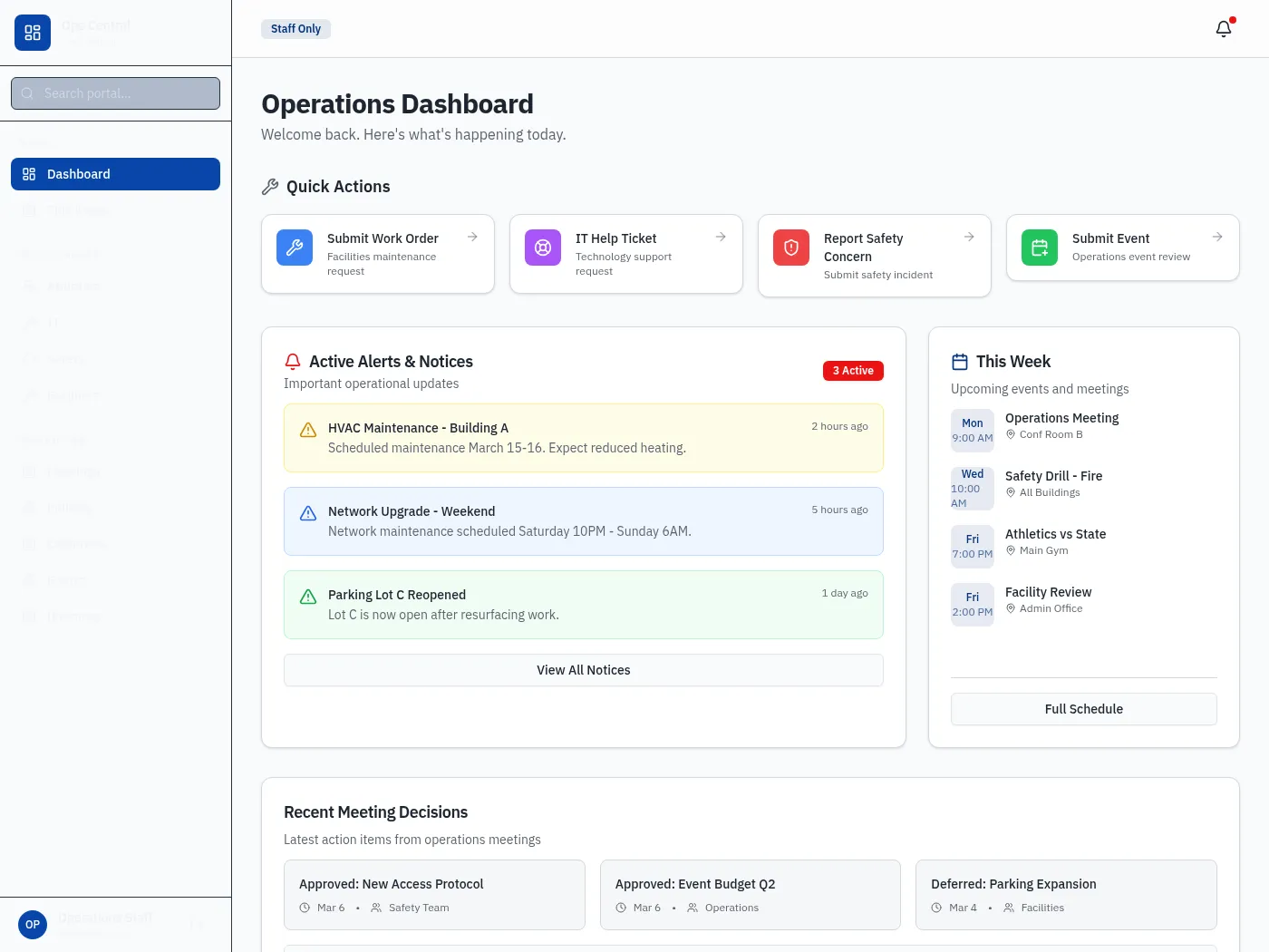 Ops Central Portal