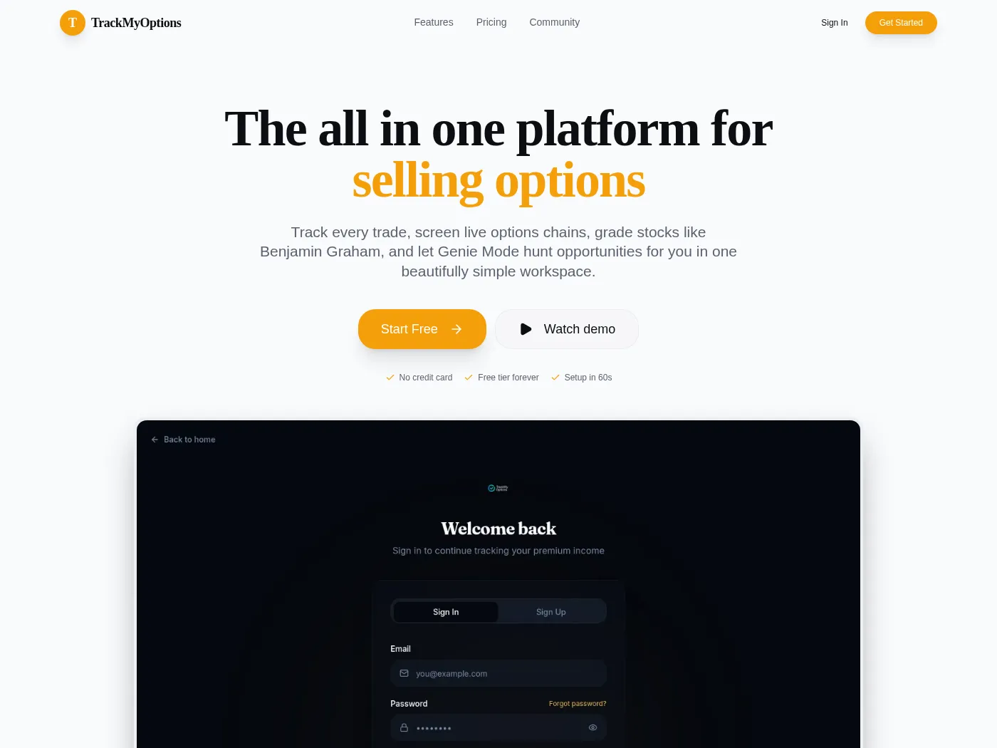 TrackMyOptions Clone