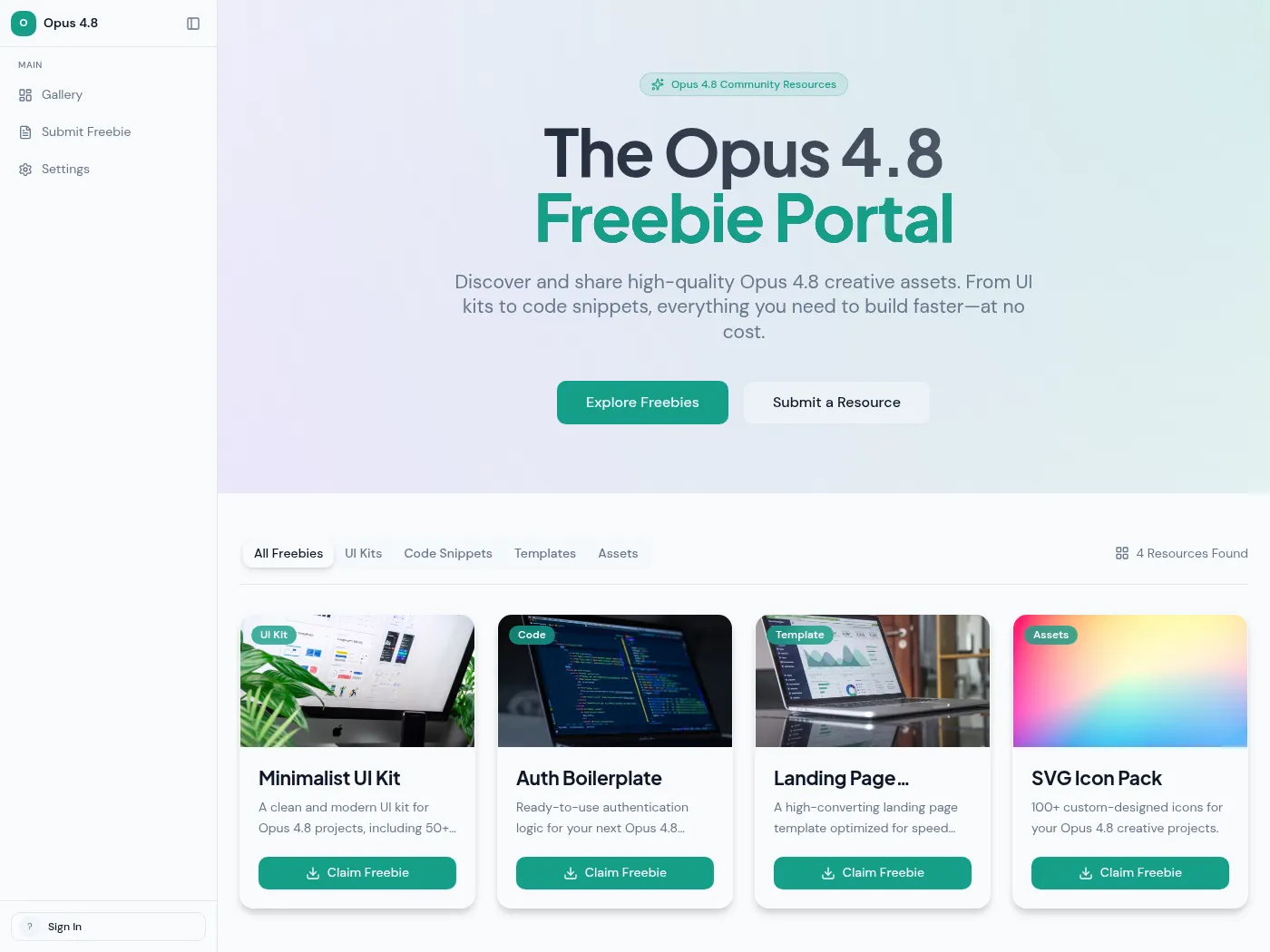 Opus 4.8 Freebie Portal