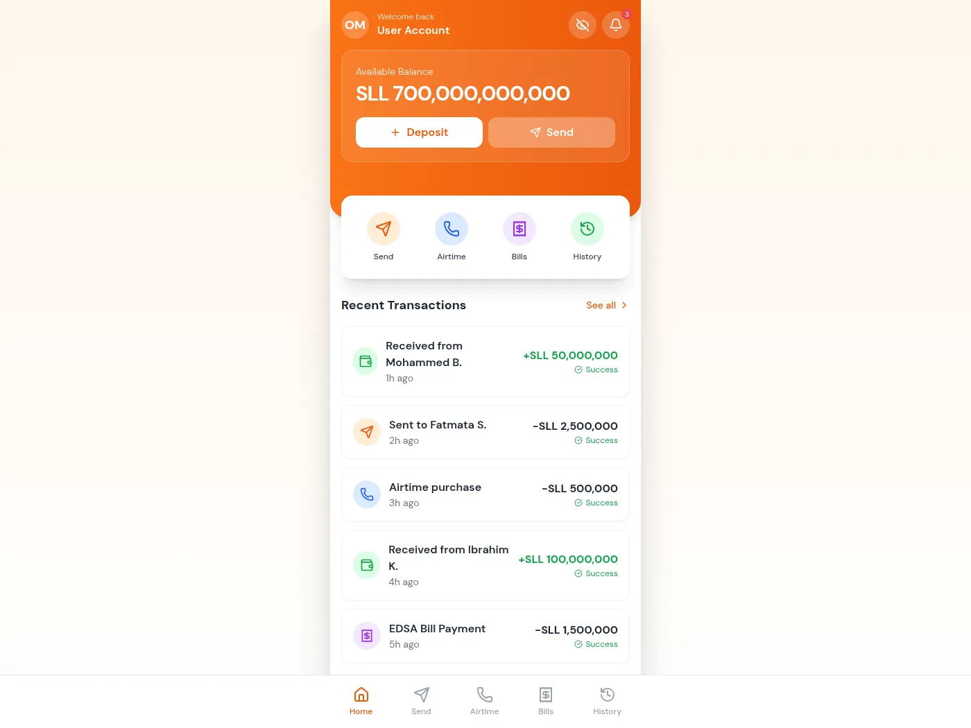 Orange Money Simulator
