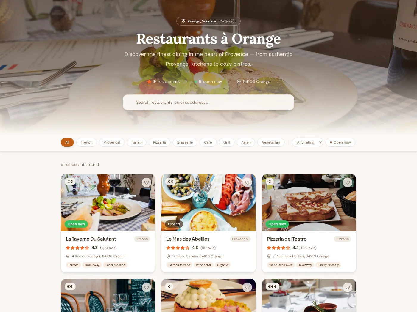 Orange Restaurant Finder