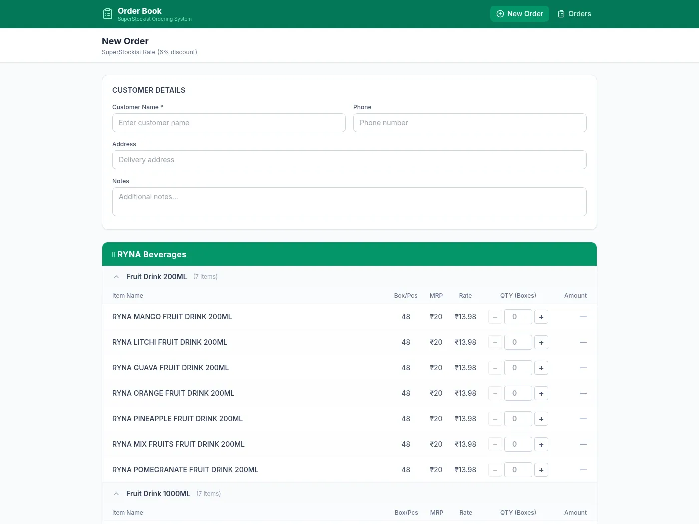 Order Booking WebApp