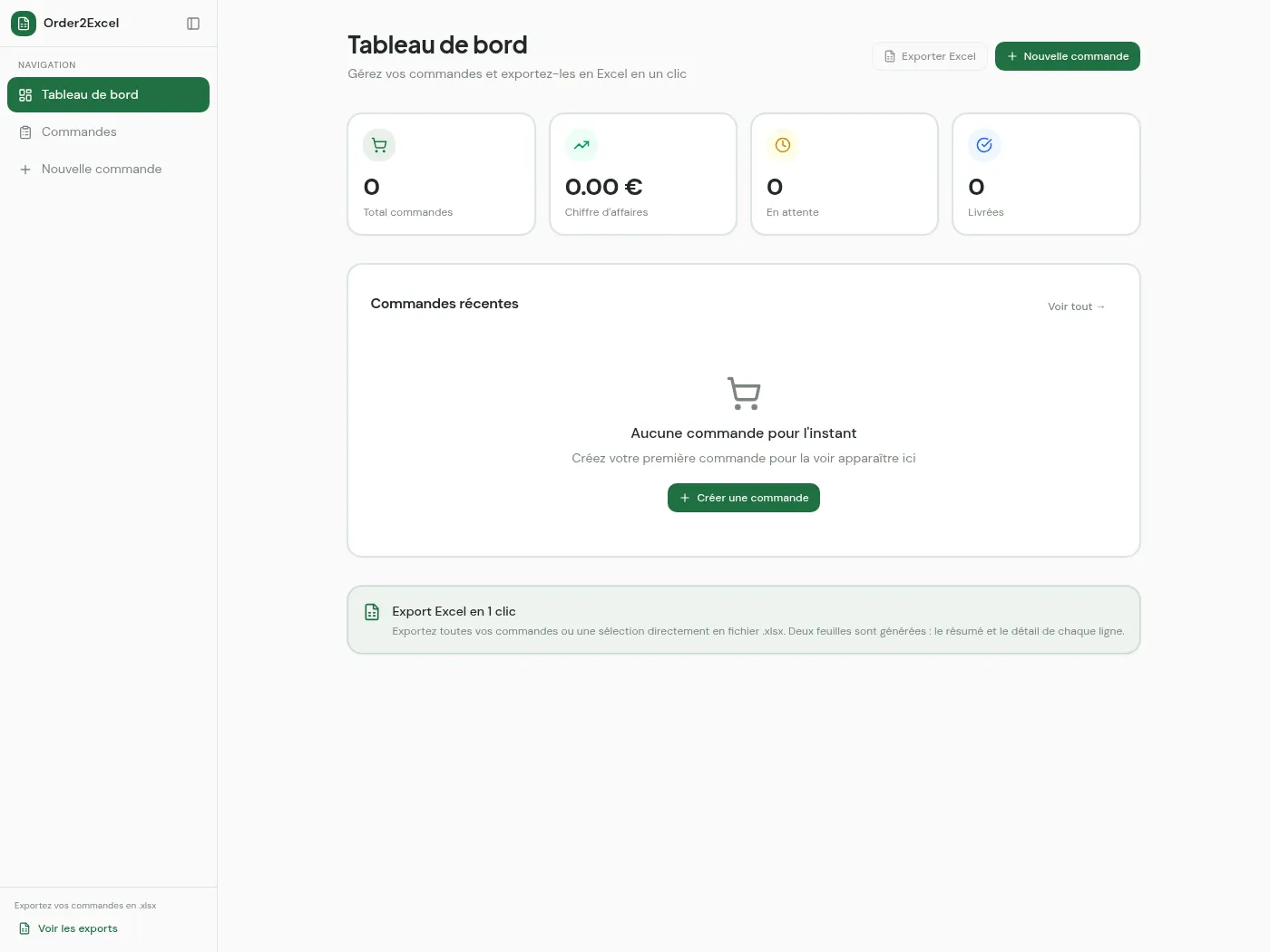 Order2Excel Web Portal