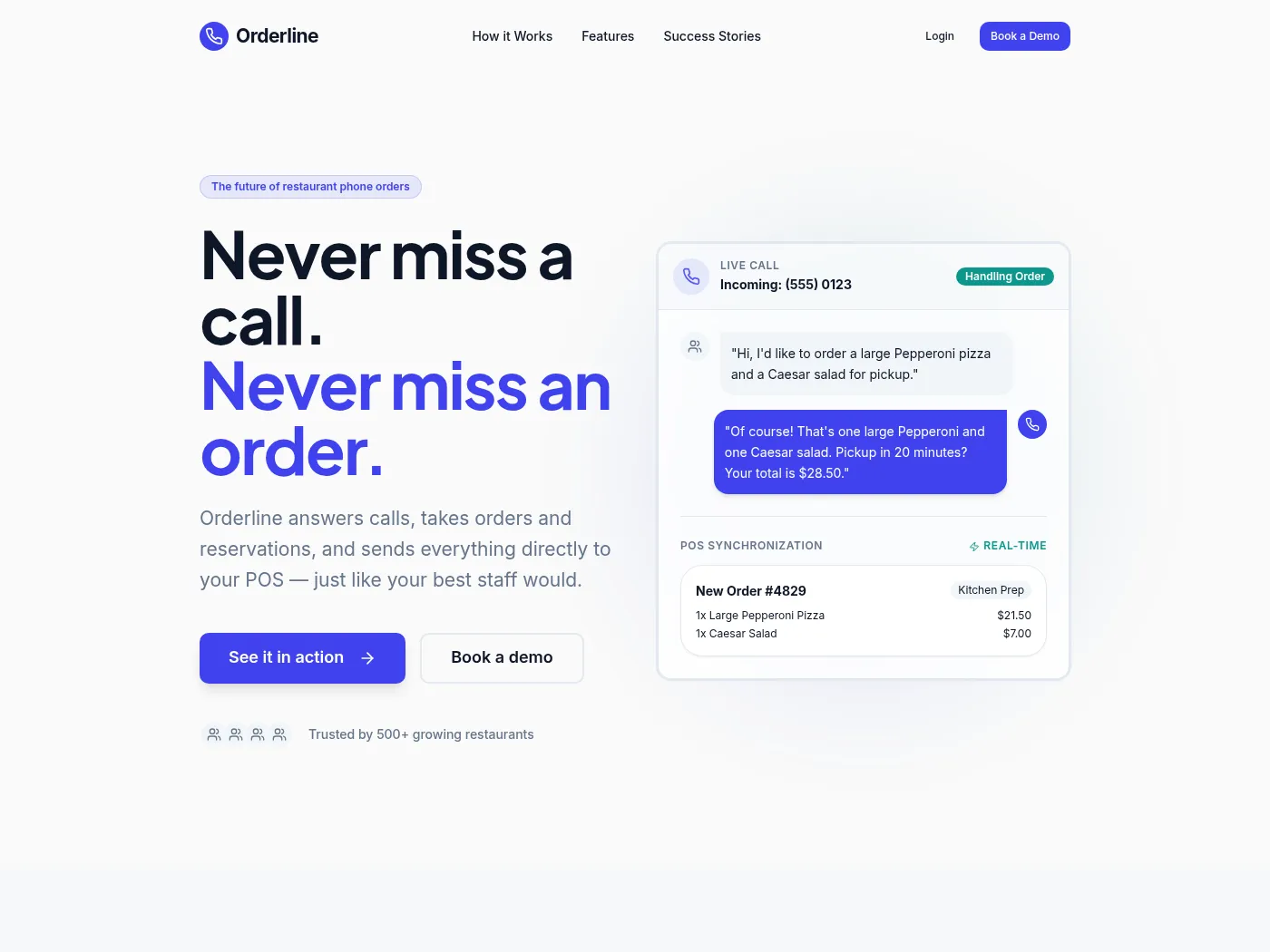 Orderline Restaurant Landing
