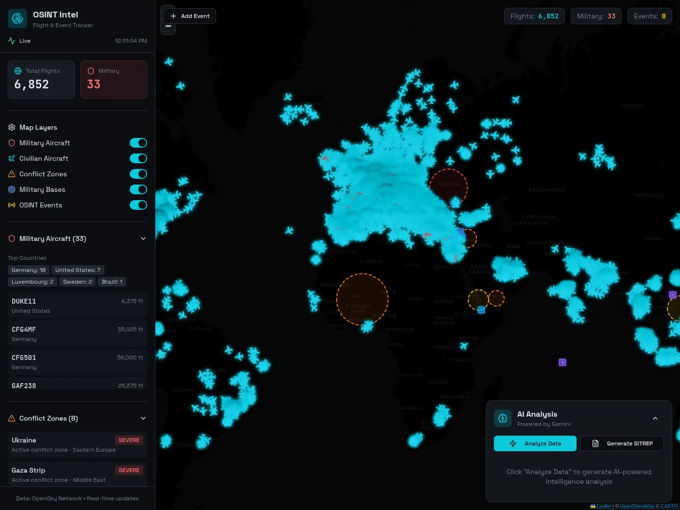 OSINT Flight Intelligence Map