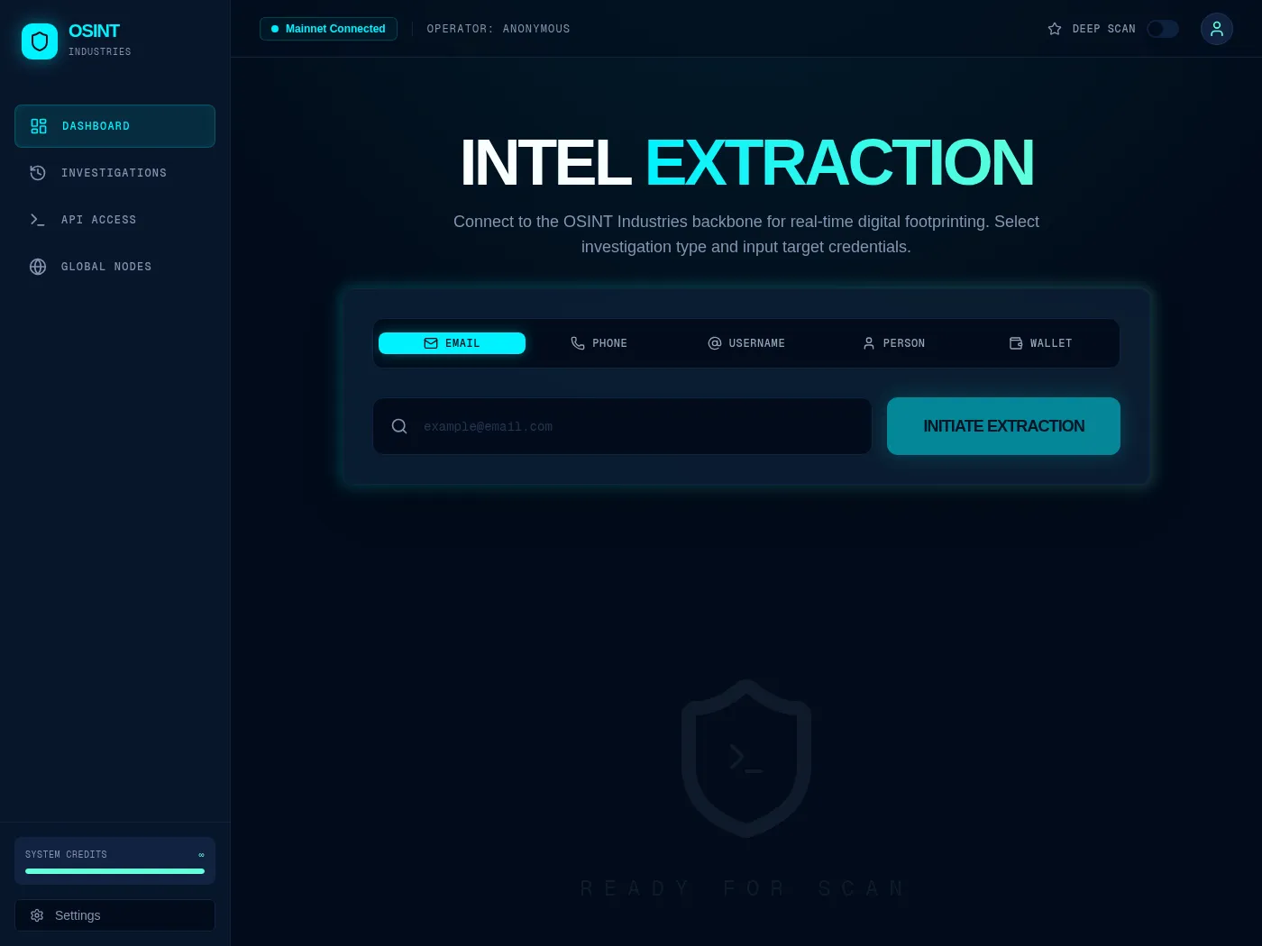 OSINT Industries GUI Clone