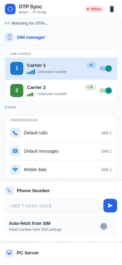 OTP Sync Mobile App