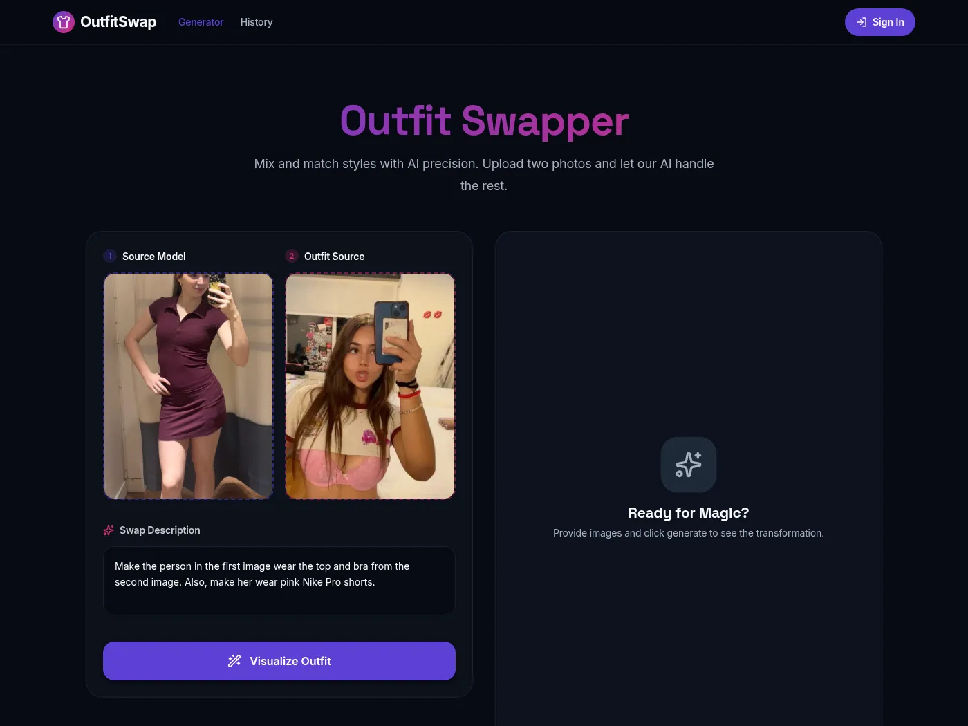 Outfit Swap Visualizer