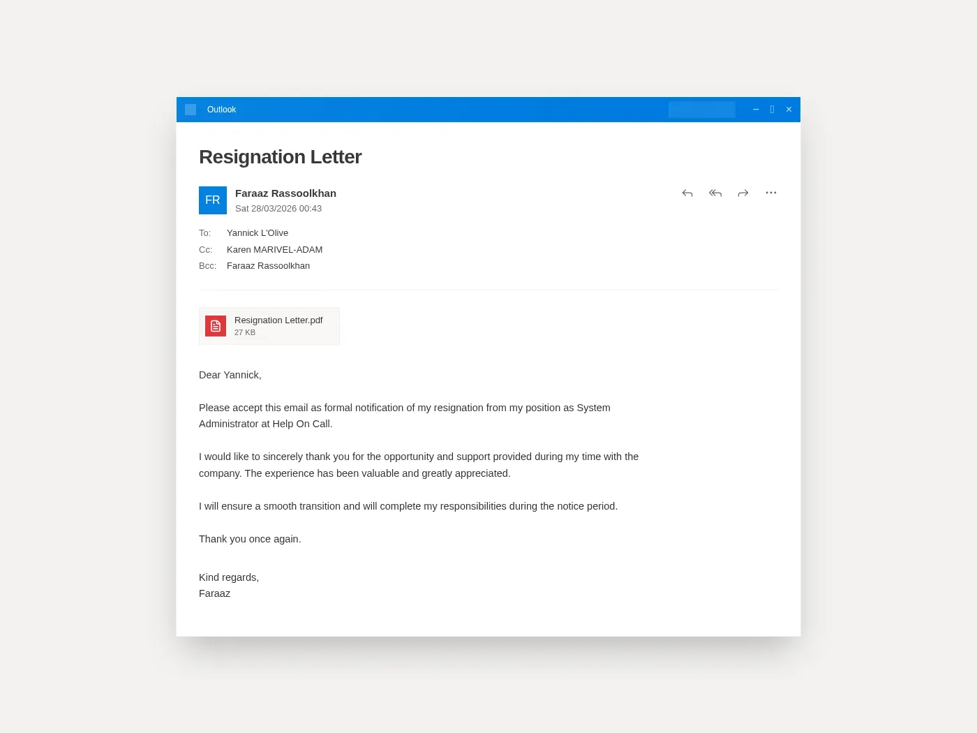 Outlook-Style Email Screenshot