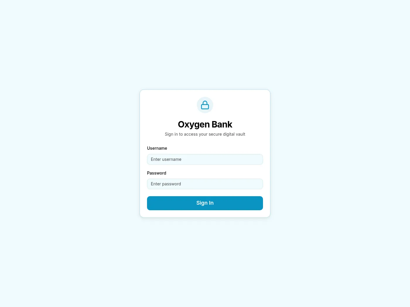 Oxygen Bank Dashboard