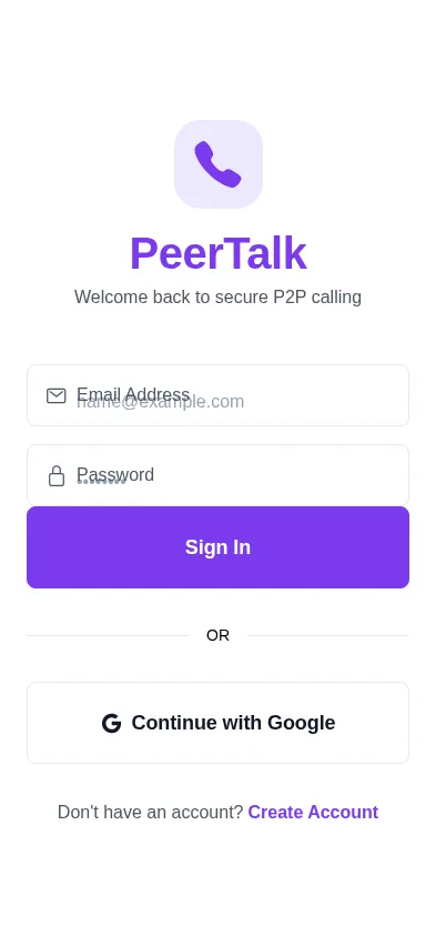 PeerTalk Calling App