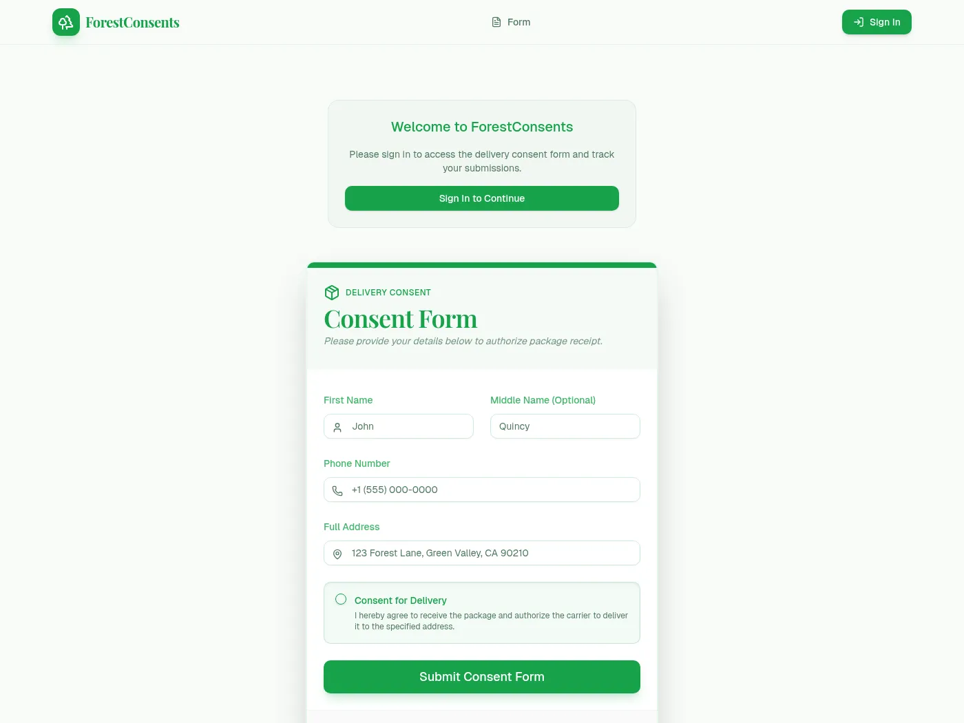 Package Consent Form