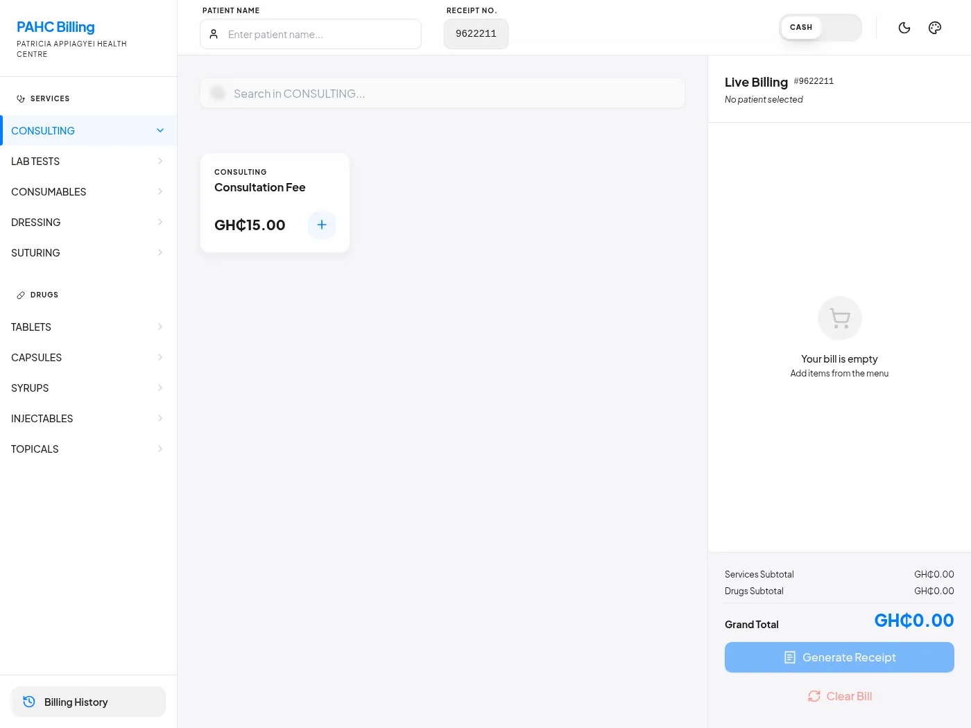 PAHC Billing Dashboard