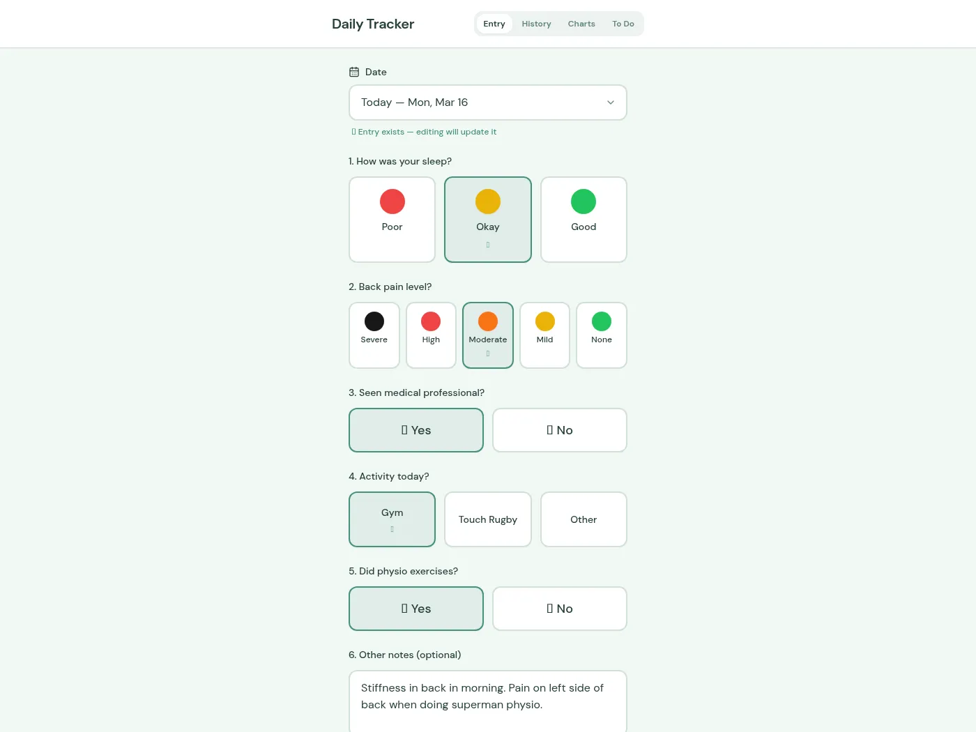 Pain Tracker App