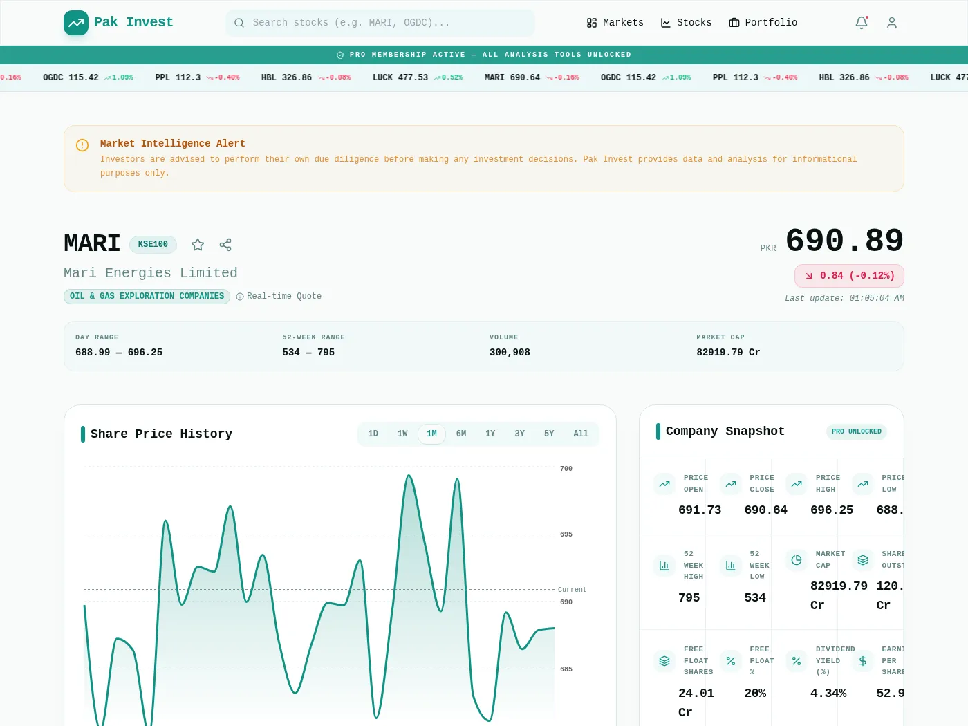 Pak Invest Stock Dashboard