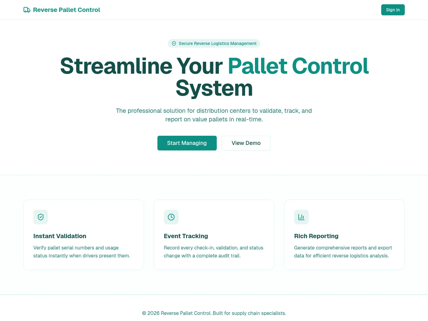 Reverse Pallet Control