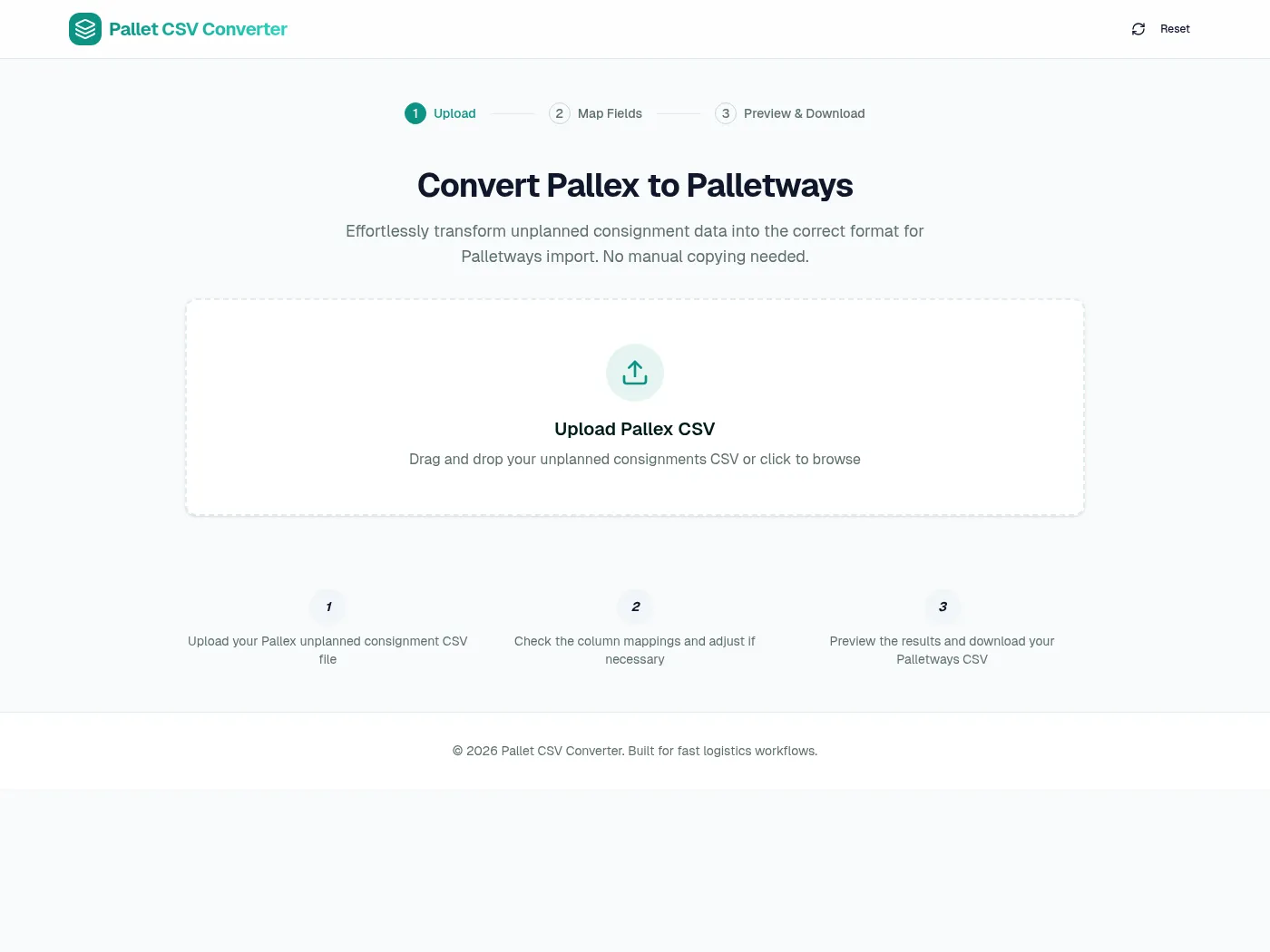 Pallet CSV Converter