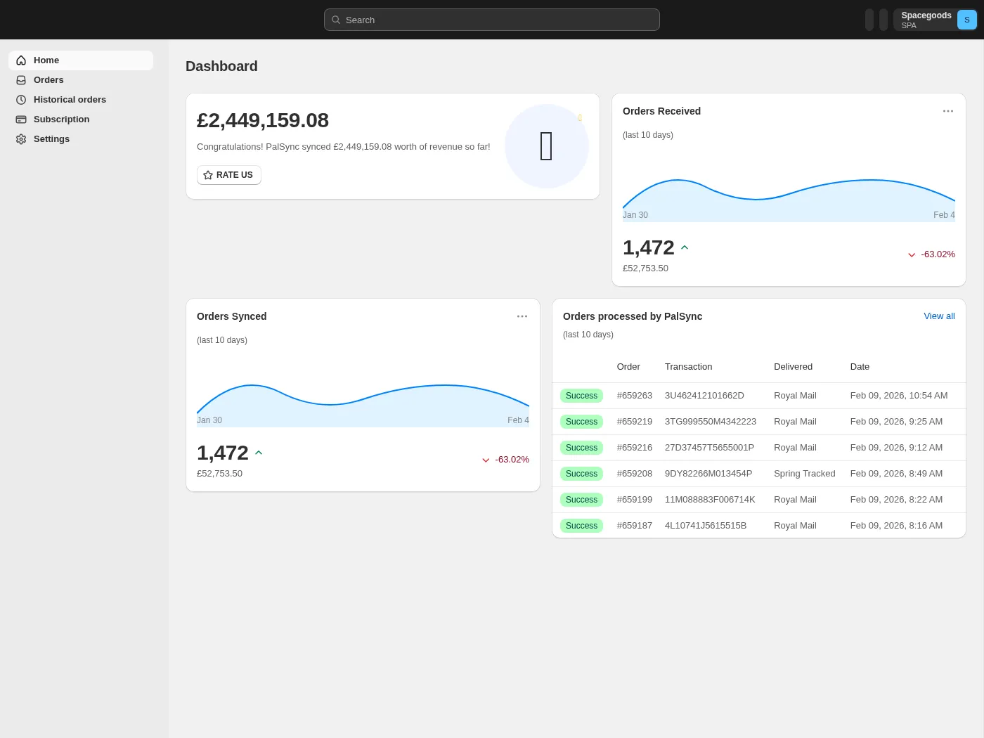PalSync Shopify Admin App