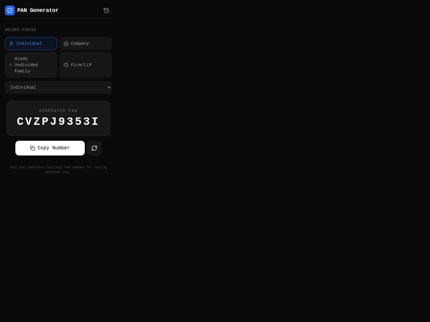 PAN Number Generator